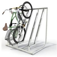 China Semi Vertical Metal Bike Rack Stand Hardware Fabrication Street Bike Rack for sale