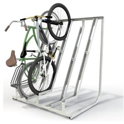 China Semi Vertical Metal Bike Rack Stand Hardware Fabrication Street Bike Rack for sale