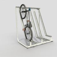 China Semi Vertical Metal Bike Rack Stand Hardware Fabrication Street Bike Rack for sale