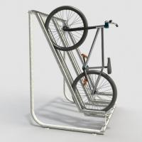 China Semi Vertical Metal Bike Rack Stand Hardware Fabrication Street Bike Rack for sale