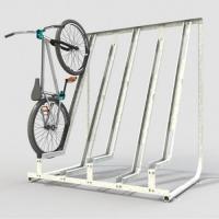 China Semi Vertical Metal Bike Rack Stand Hardware Fabrication Street Bike Rack for sale