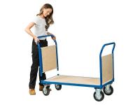 China 75kg Steel Platform Push Cart Double Handle Flatbed Push Cart for sale