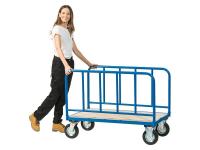 China Fabrication 500KG Platform Trolley With Sides Platform Utility Cart Blue for sale
