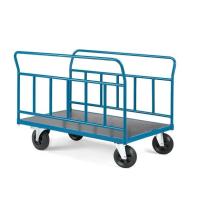 China Fabrication 500KG Platform Trolley With Sides Platform Utility Cart Blue for sale