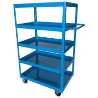 China Metal Fab 600KGS 5 Tier Storage Trolley Rubber Wheels With Brake for sale