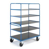 China 500KGS 6 Shelving Carts On Wheels Heavy Duty Shelf Trolley Metal Fab for sale