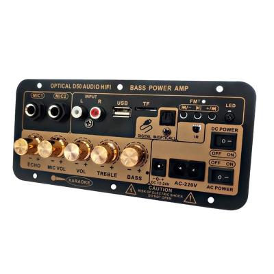 China D50 100W Power Output Amplifier Board with Optical Audio Input and Adjustable High Low Tones Bluetooth AMP for sale