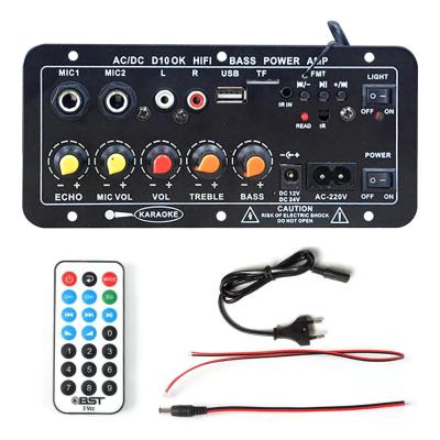 China D10 BT Amplifier Audio Board with 200W Peak Power Bluetooth 5.0 and Dual Microphone Input for Karaoke for sale