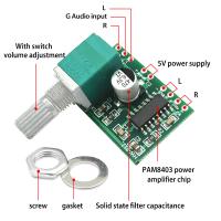 China PAM8403 Audio Amplifier Board with 2*3W Power 5V USB and Potentiometer Volume Control for sale