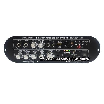 China D1000 2.1 Channel Digital Amplifier Board 50W+50W+100W 12V Subwoofer Power Amplifier with High/Low Tone Control for sale