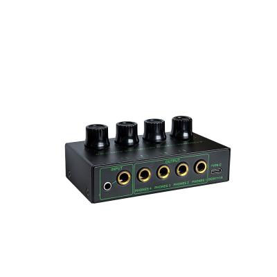China 4-Way RGB Monitor Headphone Amplifier Stereo Audio Sound Card & Mixer Audio Headphone Distributor for sale