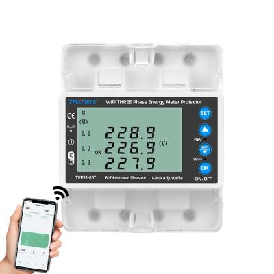 China RMshebei Tuya App-Control Smart Breaker 3-Phase WiFi PV Energy Monitoring 80-380V Auto Reset AC Voltage Imbalance Detection for for sale