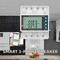 China RMshebei Tuya App-Control Smart Breaker 3-Phase WiFi PV Energy Monitoring 80-380V Auto Reset AC Voltage Imbalance Detection for for sale