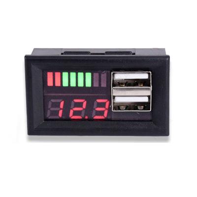 China Red LED Digital Display Voltmeter Panel Mini Battery Tester for DC 12V Cars Motorcycles USB 5V2A Output AC Power Supply for sale