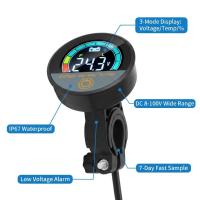 China Waterproof Round LCD Battery Indicator 8-100V DC Power Meter for Lead Acid Lithium EV Golf Cart - Low Voltage Alarm OEM for sale