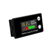 China DC 8V-100V Waterproof Battery Capacity Indicator Temperature Alarm Voltmeter Voltage Meter for Lead Acid Lithium LiFePO4 for sale