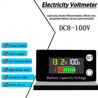 China DC 8V-100V Waterproof Battery Capacity Indicator Temperature Alarm Voltmeter Voltage Meter for Lead Acid Lithium LiFePO4 for sale