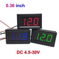 China 0.36inch Digital LED Voltmeter for Car/Motorcycle DC4.5-30V Range ±0.1V Accuracy 3 Wire Red Green Blue LED Display for sale