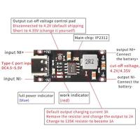 China 3A High Current Polymer Ternary Lithium Battery Charging Board Type-C Input Support 5V to 4.2V/4.35V with PCB Base Material for sale