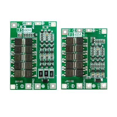 China 3S 60A Lithium Battery Charger Protection Board with Enhanced Balance BMS 18650 PCB & PCBA for Drill Motor for sale
