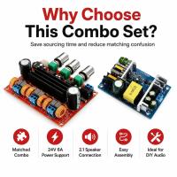 China 2.1 Channel Audio Amplifier Board with 24V 6A Power Supply Module for DIY Subwoofer Speaker for sale