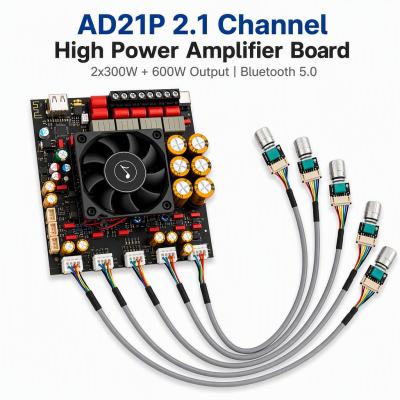 China AD21P Qualc BT Wireless 2.1 Channel Class D Power Amplifier Board TPA3255 300Wx2+600W for Home Theater Subwoofer OEM for sale