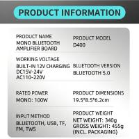 China 100W Home Car DIY BT Subwoofer Amplifier Mono Board Patented Support External Battery With Crossovers Equalizers D400 for sale