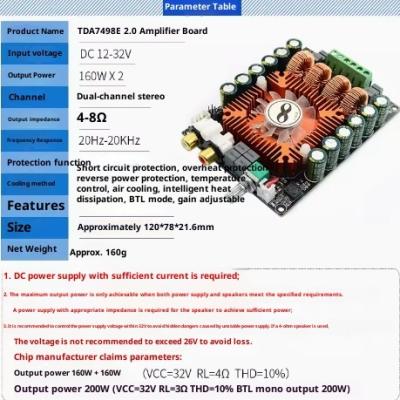 China HIFI High Fidelity TDA7498E High Power Digital 2.0 Stereo Sound Plastic Home Amplifier Board for sale