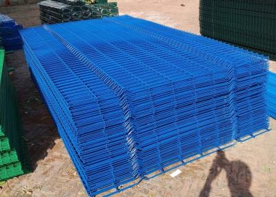 China Blue Color 50x200mm Square Wire Mesh Fence Pvc Coated With Square Post for sale