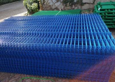 China 50x100mm Square Post Welded Wire Mesh Fence Blue Powder Coated 2m Panel for sale
