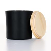 China Black Wooden Lid Glass Jar Scented Candle 420g 10*10cm for sale