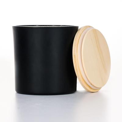 China Black Wooden Lid Glass Jar Scented Candle 420g 10*10cm for sale
