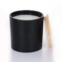 China Black Wooden Lid Glass Jar Scented Candle 420g 10*10cm for sale