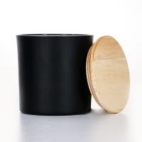 China Black Wooden Lid Glass Jar Scented Candle 420g 10*10cm for sale