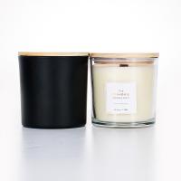 China Black Wooden Lid Glass Jar Scented Candle 420g 10*10cm for sale