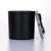 China 400g Free Sample Black Metal Lid Glass Jar Scented Candle 10*10cm for sale