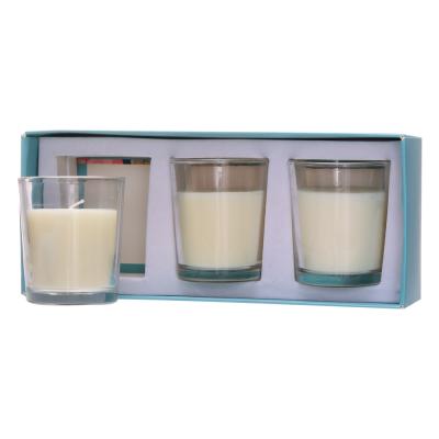 China Aroma Home Custom Aromatherapy Glass Jar Candle White 70g*3 for Wedding Birthday for sale