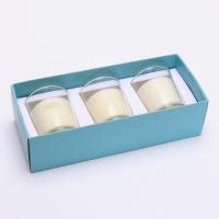 China Aroma Home Custom Aromatherapy Glass Jar Candle White 70g*3 for Wedding Birthday for sale