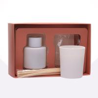 China 50ml Matte White Bottle Reed Diffuser Set With Wooden Cap Scented Candles for sale