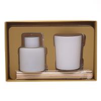 China 50ml Matte White Bottle Reed Diffuser Set With Wooden Cap Scented Candles for sale