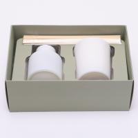 China 50ml Matte White Bottle Reed Diffuser Set With Wooden Cap Scented Candles for sale
