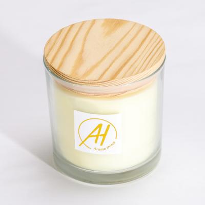 China Wooden Lid Cotton Wicks Glass Jar Scented Candle 420g 10*10cm for sale