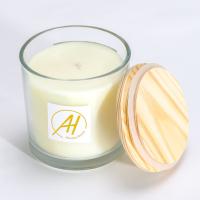 China Wooden Lid Cotton Wicks Glass Jar Scented Candle 420g 10*10cm for sale