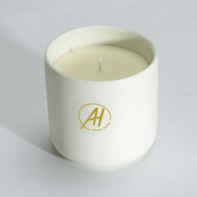 China 400g Free Sample White Metal Lid Ceramics Jar Scented Candle 10*10cm for sale
