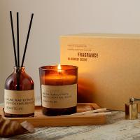 China Private Label Glass Scented Candles And Reed Diffuser Home Fragrance Gift Set for sale