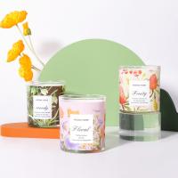 China 100% 1 Cotton Wick Soy Wax Flower Glass Jar Scented Candle Set Wedding Luxury for sale