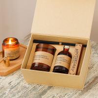 China Private Label Wooden Pallet Matches Soy Wax Scented Candles Reed Diffuser Gift Set for sale