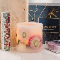 China Cylindrical Cup Flower Fragrance Tea Wax Scented Candle Gift Set For Wedding Party for sale