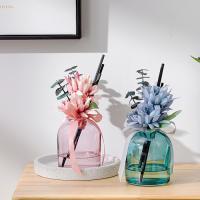 China Flower Fiber Stick Perfume Aromatherapy Glass Bottle Round Reed Diffuser 400ml for sale