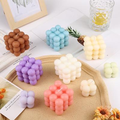 China AROMA HOME Cube Ball Shape Macarons Color Scented Carved Candles For Wedding for sale
